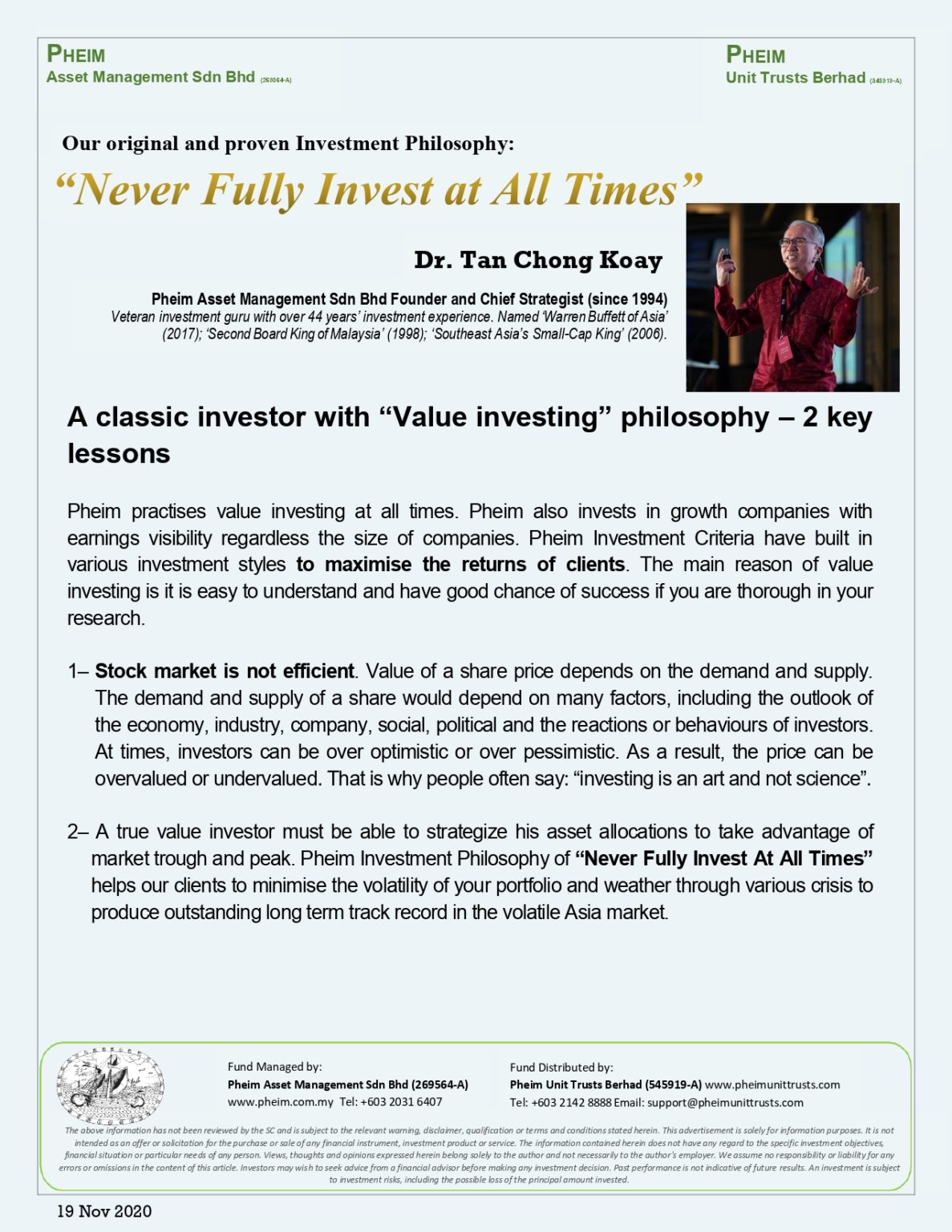 A classic investor with “Value investing” philosophy – 2 key lessons ...