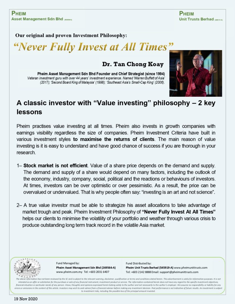 A classic investor with “Value investing” philosophy – 2 key lessons ...